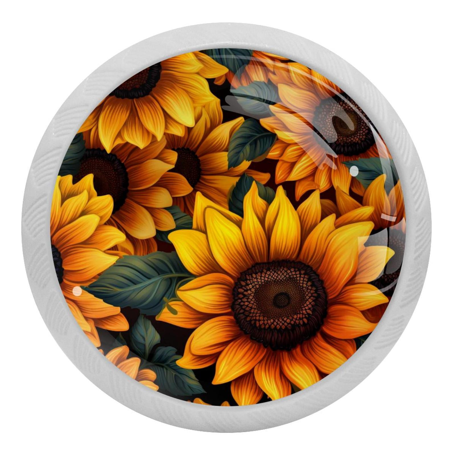 Sunflower Seamless Printing Pattern 4PCS Cabinet Knobs Pulls ...