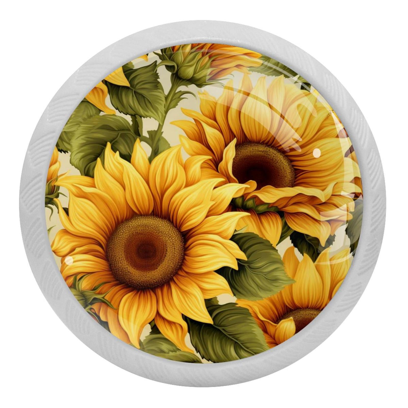 Sunflower Seamless Printing Pattern 4PCS Cabinet Knobs Pulls ...