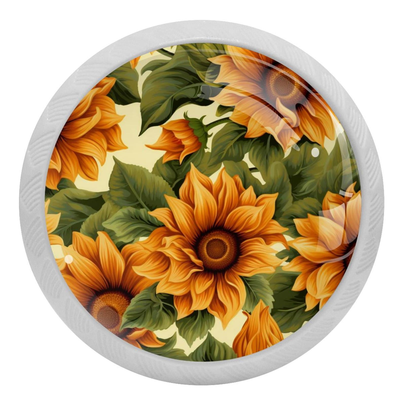 Sunflower Seamless Printing Pattern 4PCS Cabinet Knobs Pulls ...
