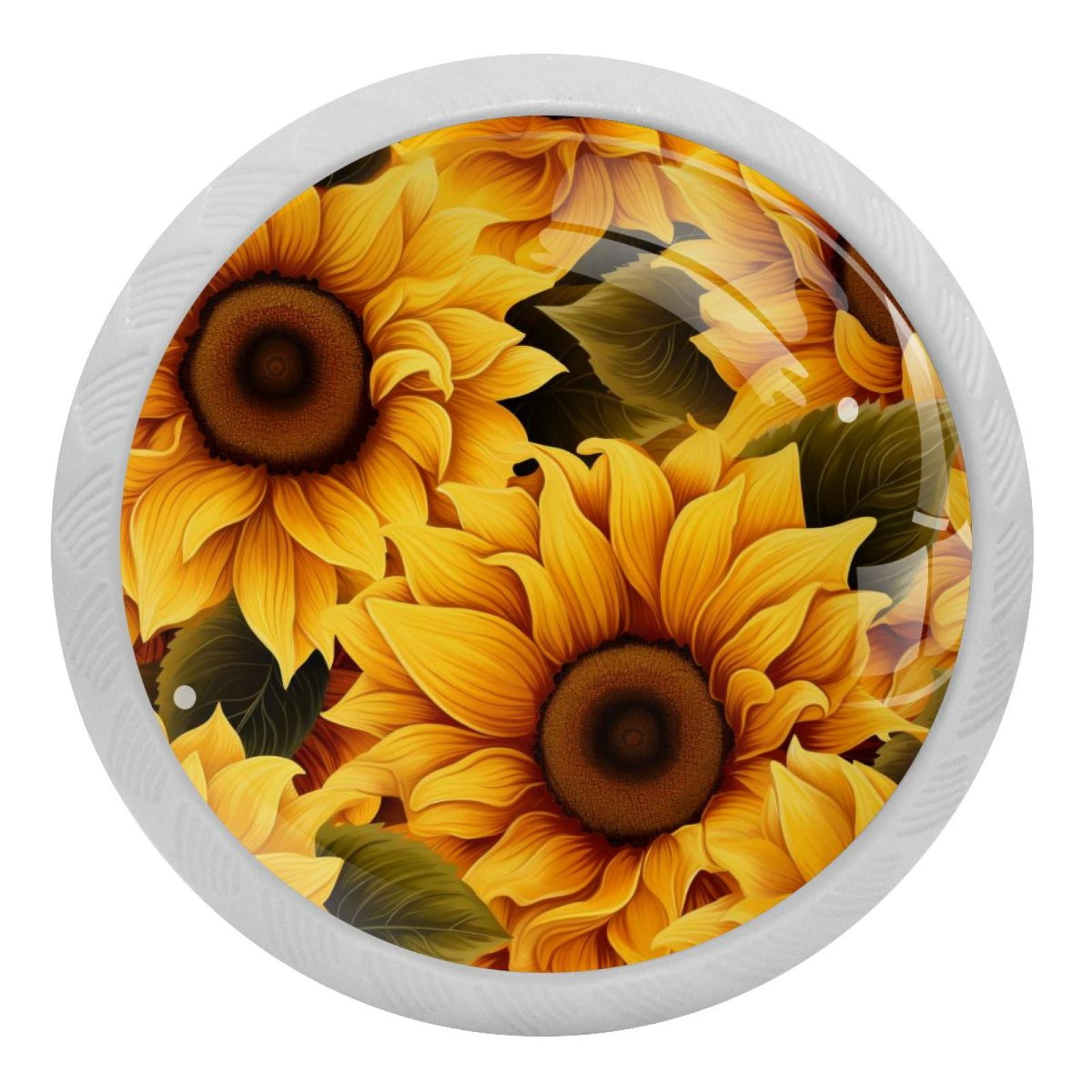Sunflower Seamless Printing Pattern 4PCS Cabinet Knobs Pulls ...