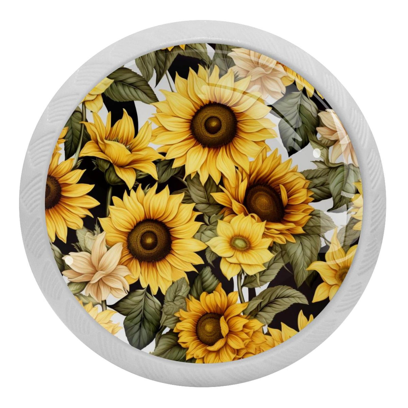 Sunflower Seamless Printing Pattern 4PCS Cabinet Knobs Pulls ...
