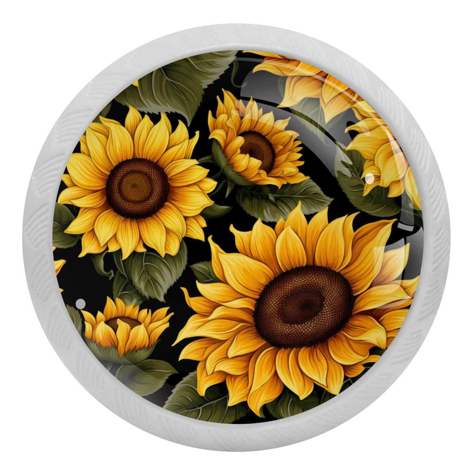 Sunflower Seamless Printing Pattern 4PCS Cabinet Knobs Pulls ...