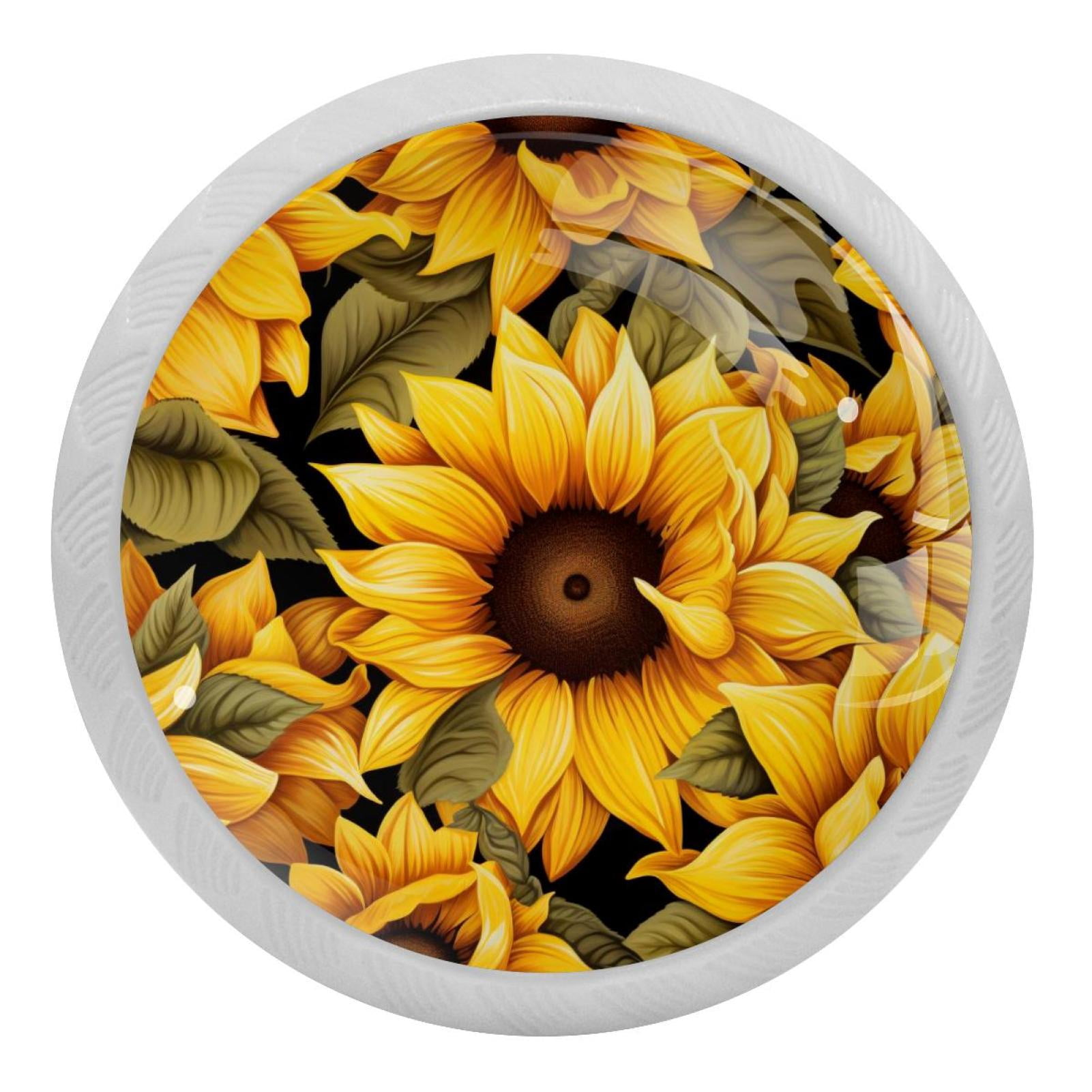 Sunflower Seamless Printing Pattern 4PCS Cabinet Knobs Pulls ...