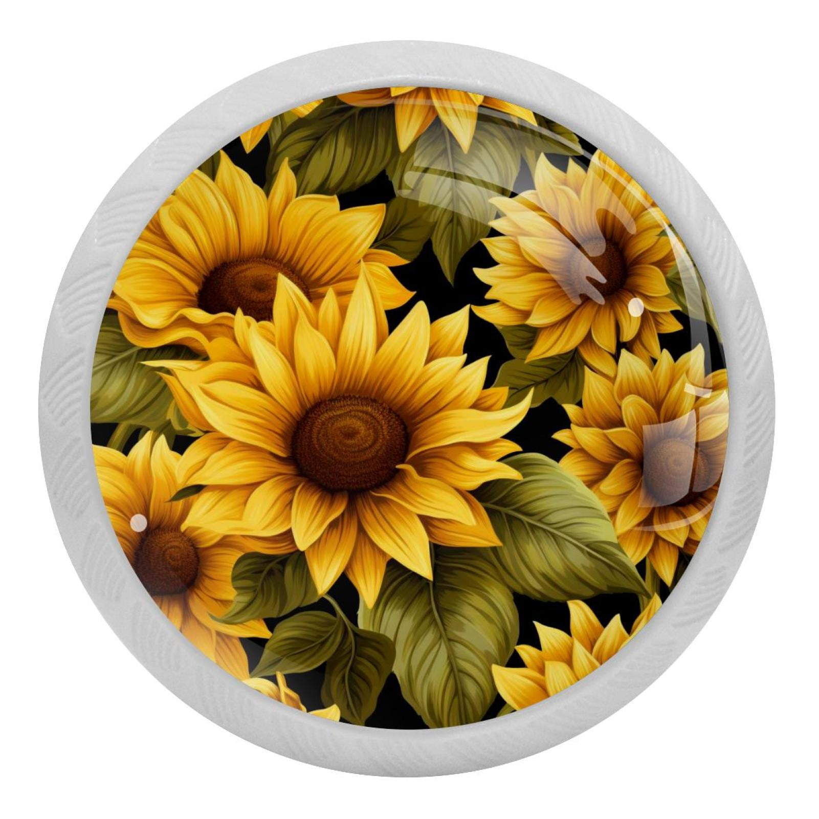 Sunflower Seamless Printing Pattern 4PCS Cabinet Knobs Pulls ...