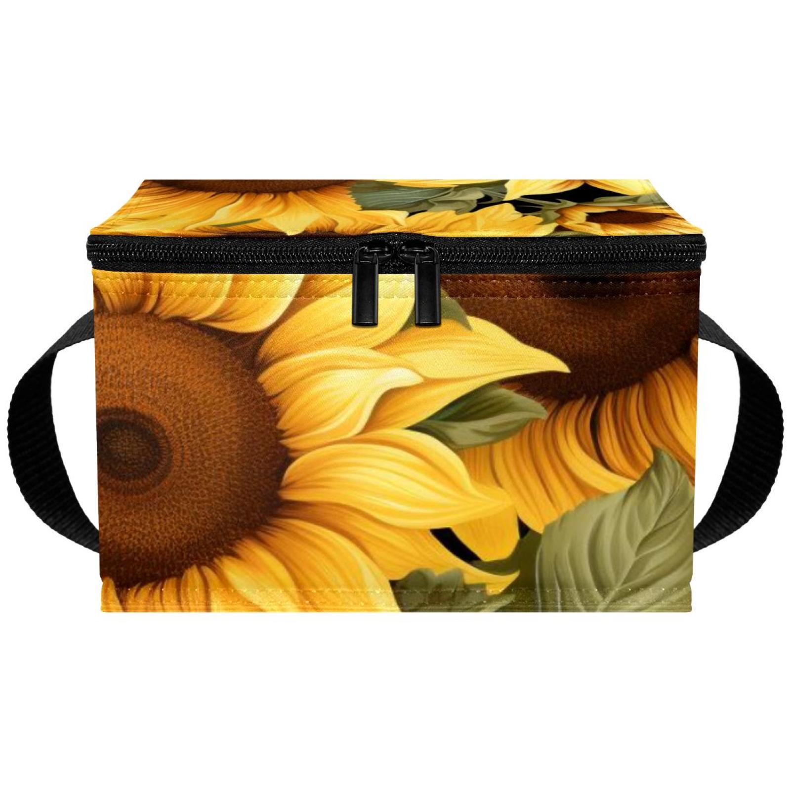 Sunflower Seamless PrintingInsulated Lunch Bag Zipper Organizer Men ...