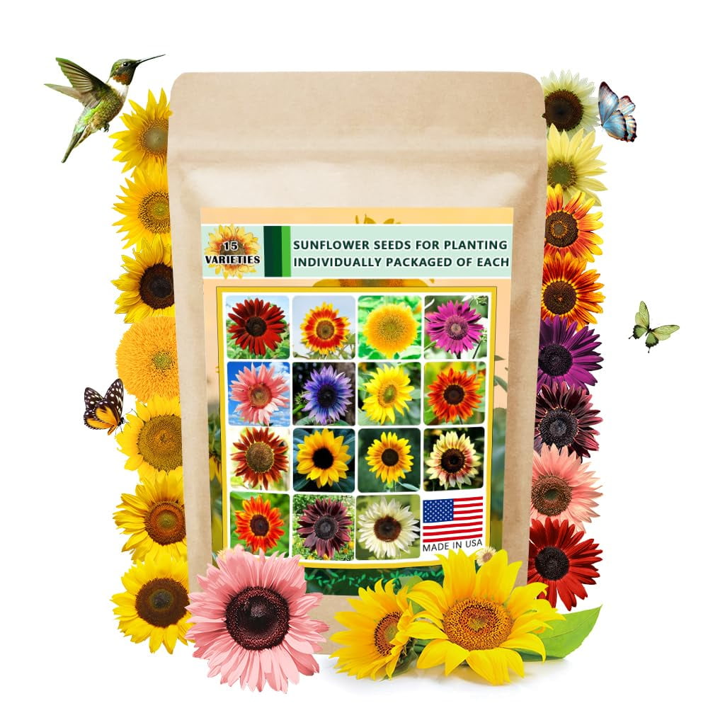 Sunflower Seeds for Planting 15 Varieties MVR1 1200+ Sun Flower Seeds ...