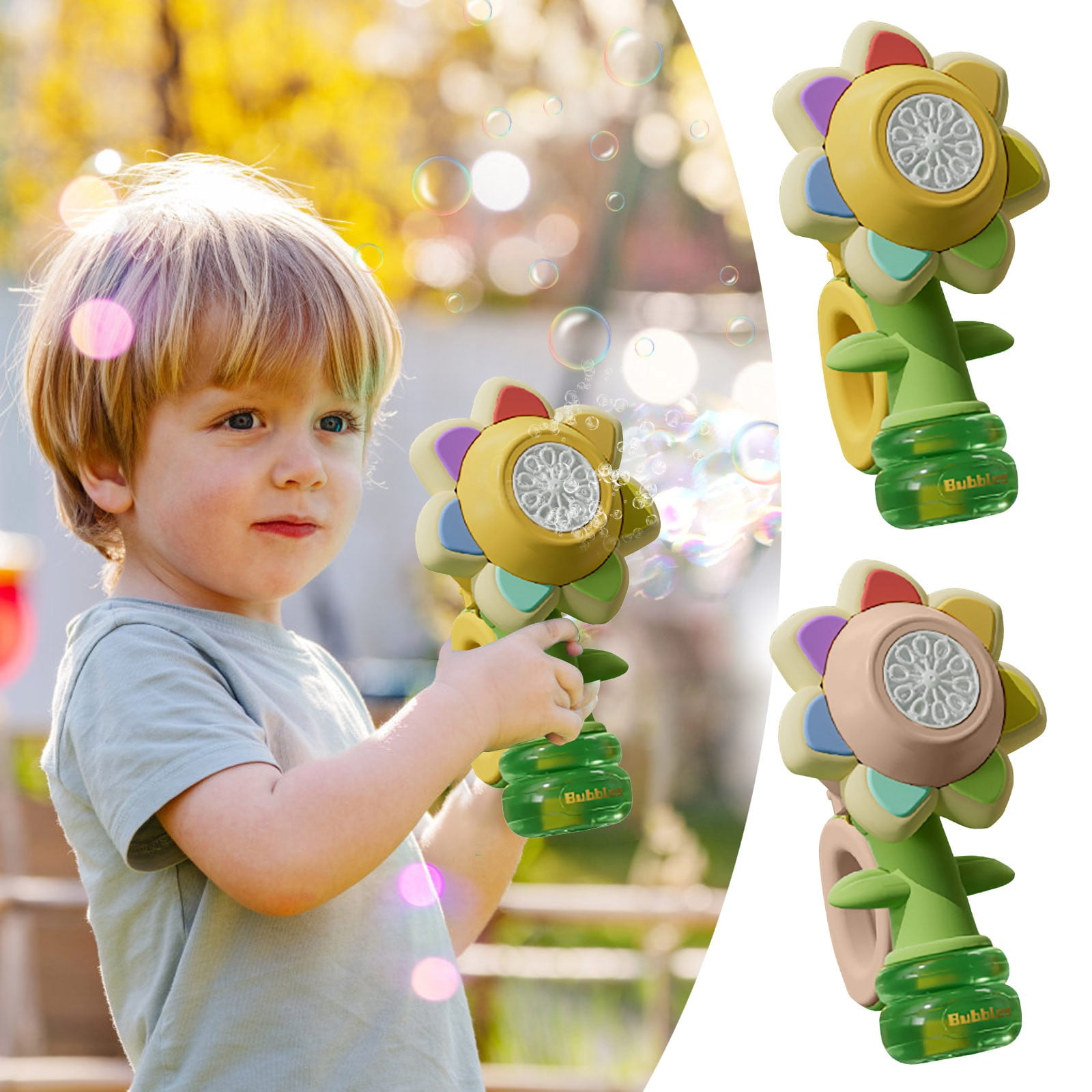 Sunflower Shaped Bubble Machine With Colorful Lights Swinging Dancing Feature 3 Speed Adjustment ...