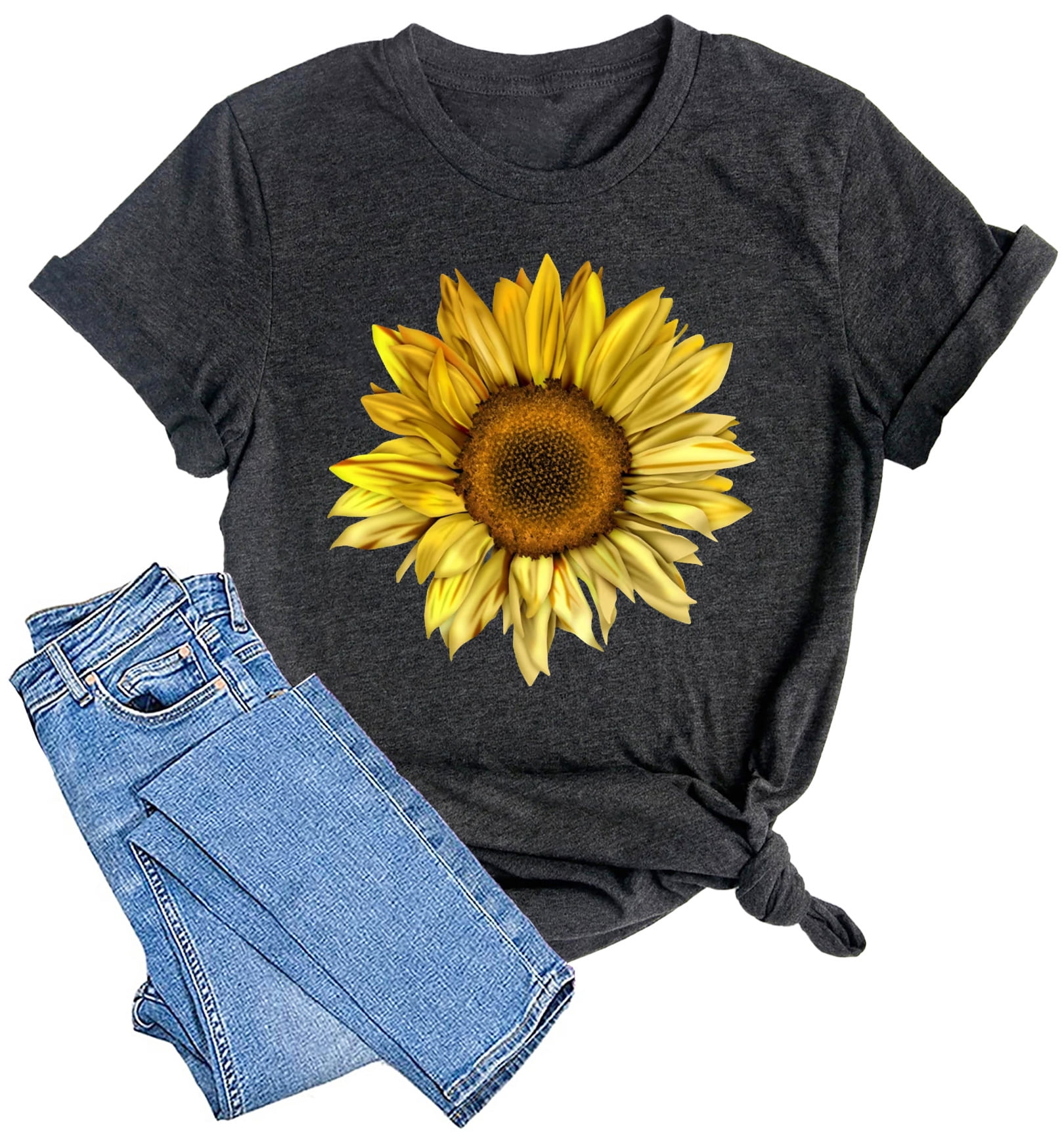 Sunflower Shirts for Women Flower Graphic Tees Shirts Inspirational ...