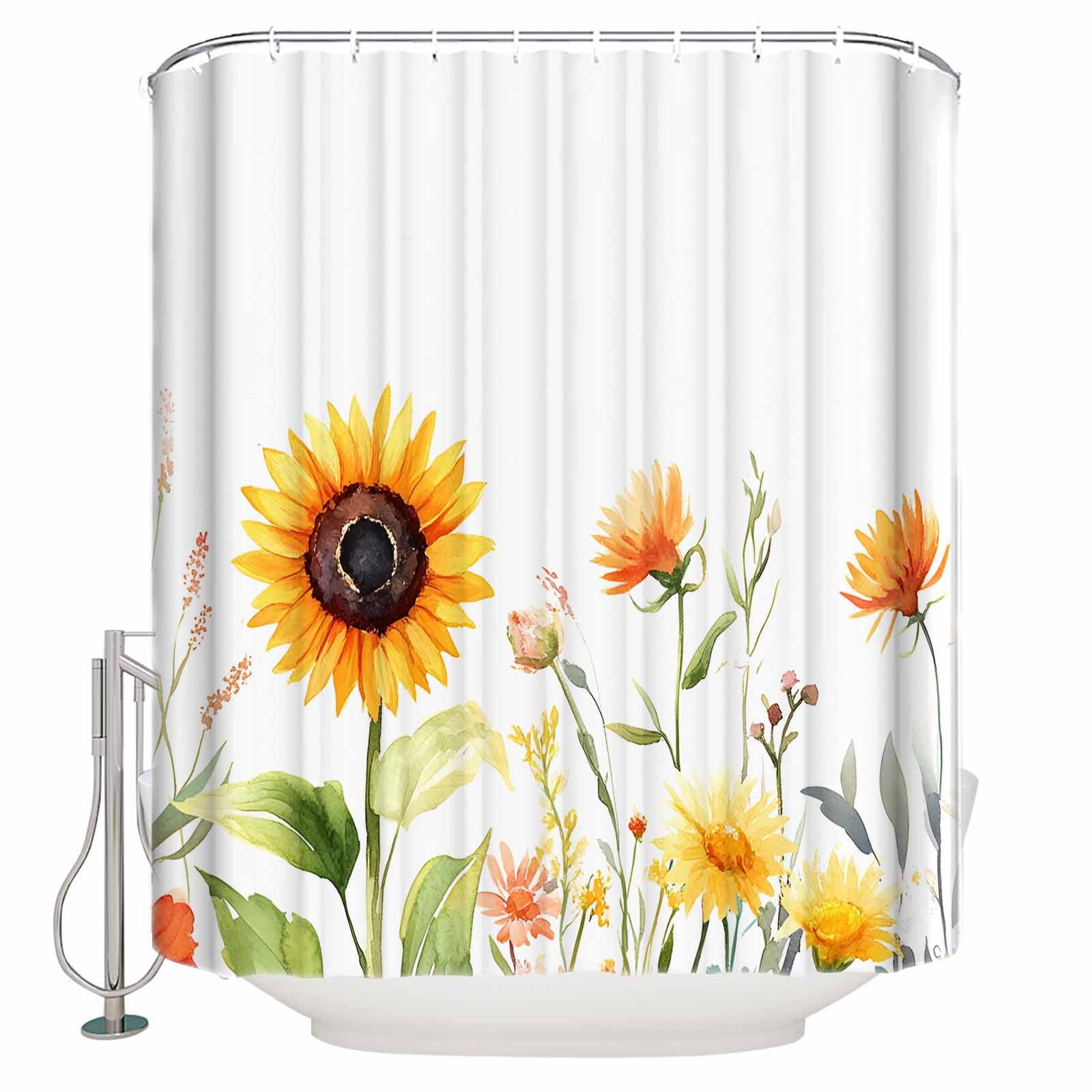 Sunflower Shower Curtains for Bathroom Waterproof Fabric Bath Curtains ...