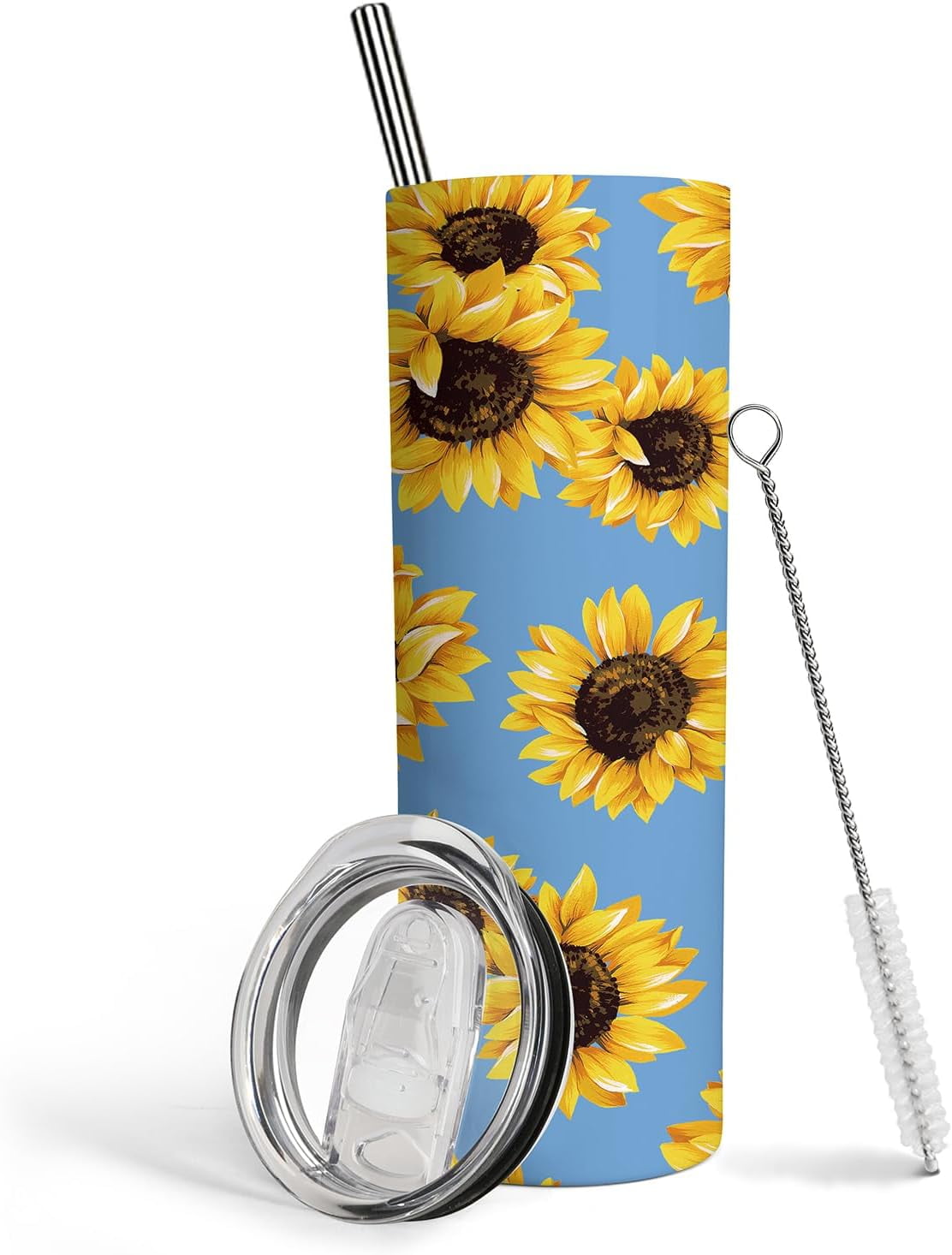 Sunflower Skinny Tumbler with Straw and Lid Insulated Stainless Steel ...