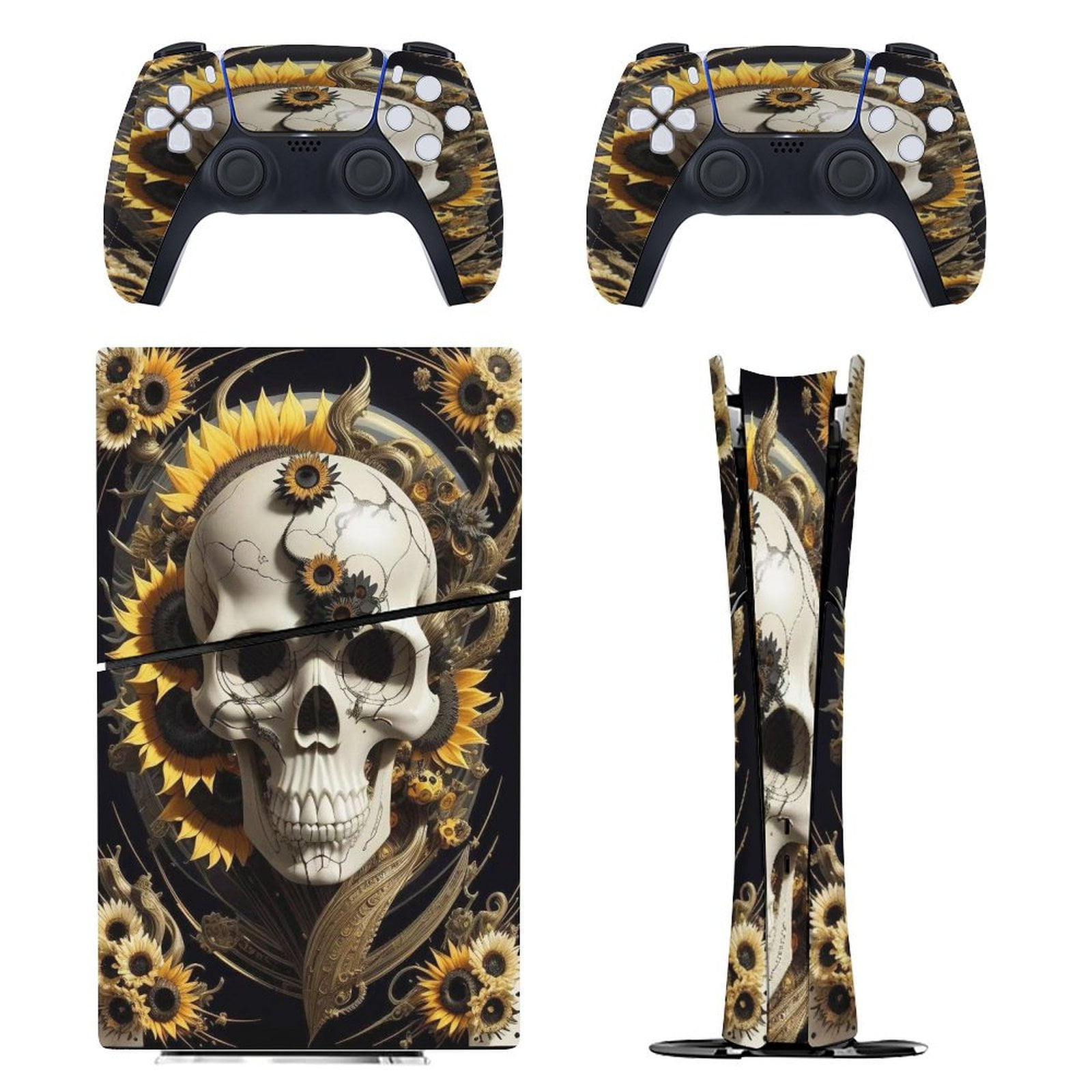 Sunflower Skull (4) PS5/PS5 Slim Digital Disc Skin Sticker For Console ...