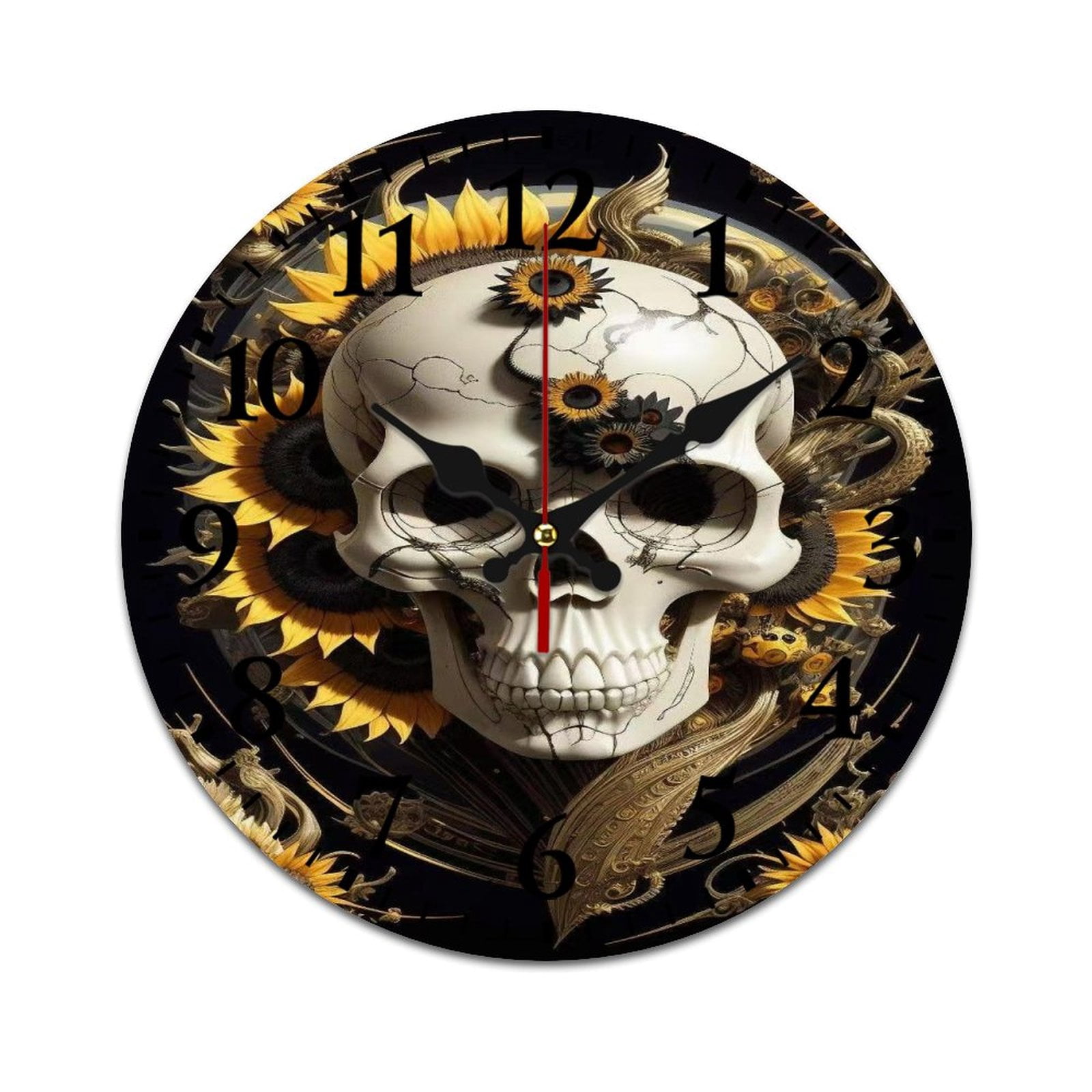 Sunflower Skull (4) Wall Clock Modern Design Clocks Wall Hanging Home ...