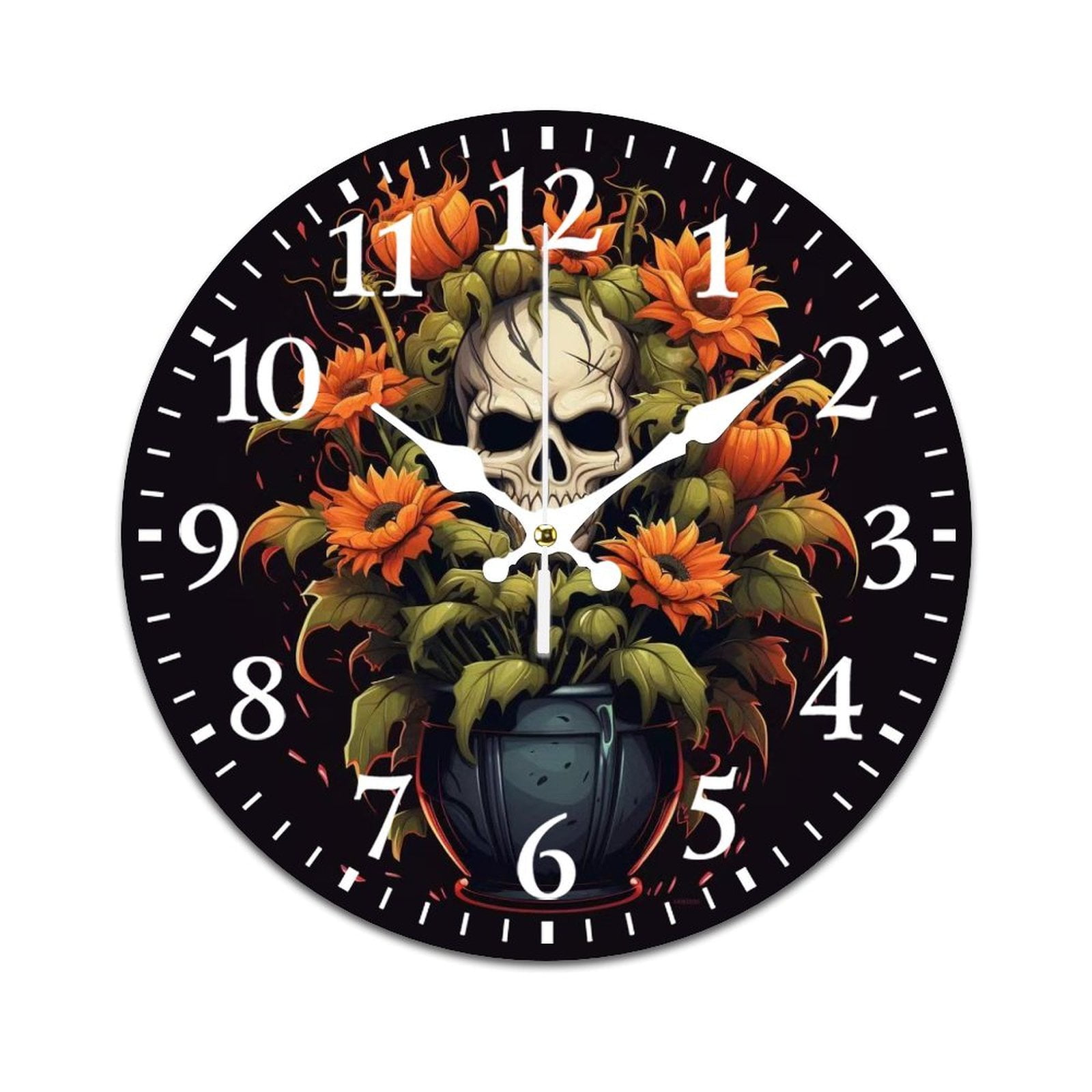 Sunflower Skull (5) Wall Clock Modern Design Clocks Wall Hanging Home ...