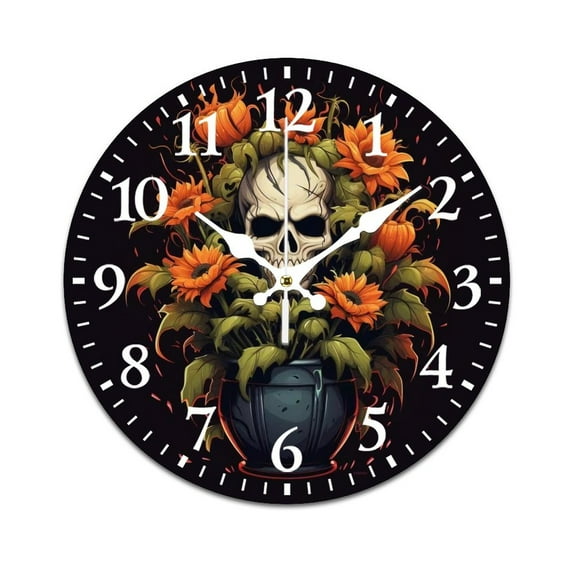 Sunflower Skull (5) Wall Clock Modern Design Clocks Wall Hanging Home ...