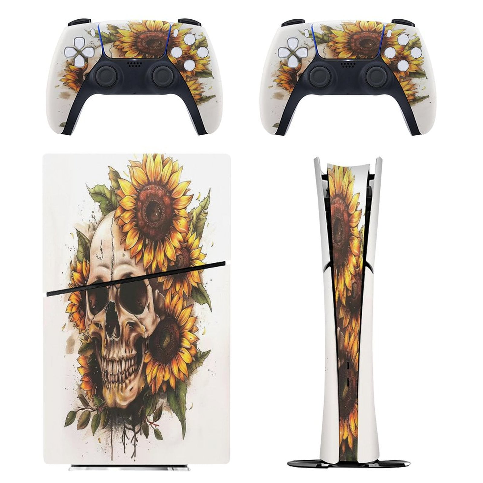 Sunflower Skull (7) PS5/PS5 Slim Digital Disc Skin Sticker For Console ...