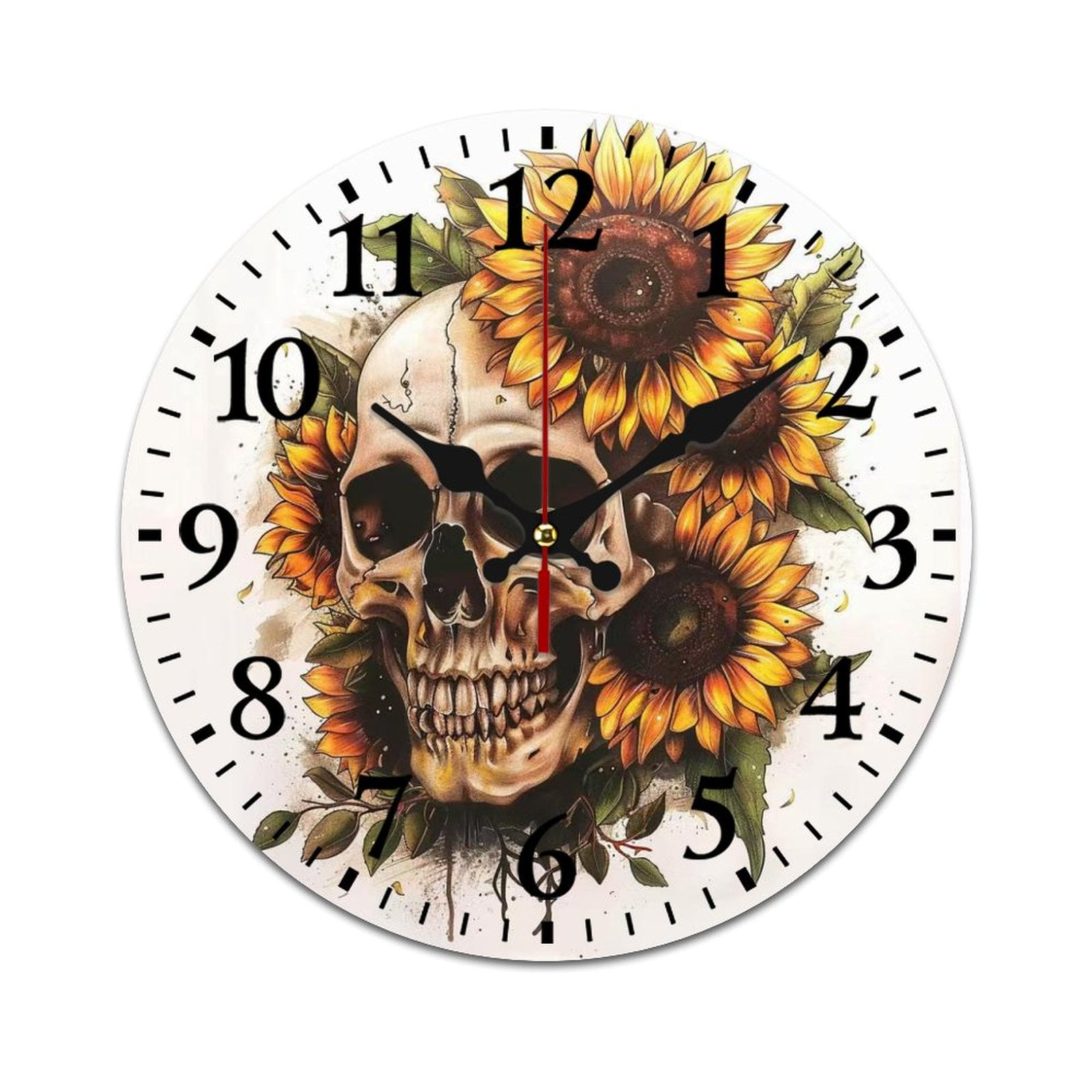 Sunflower Skull (7) Wall Clock Modern Design Clocks Wall Hanging Home ...
