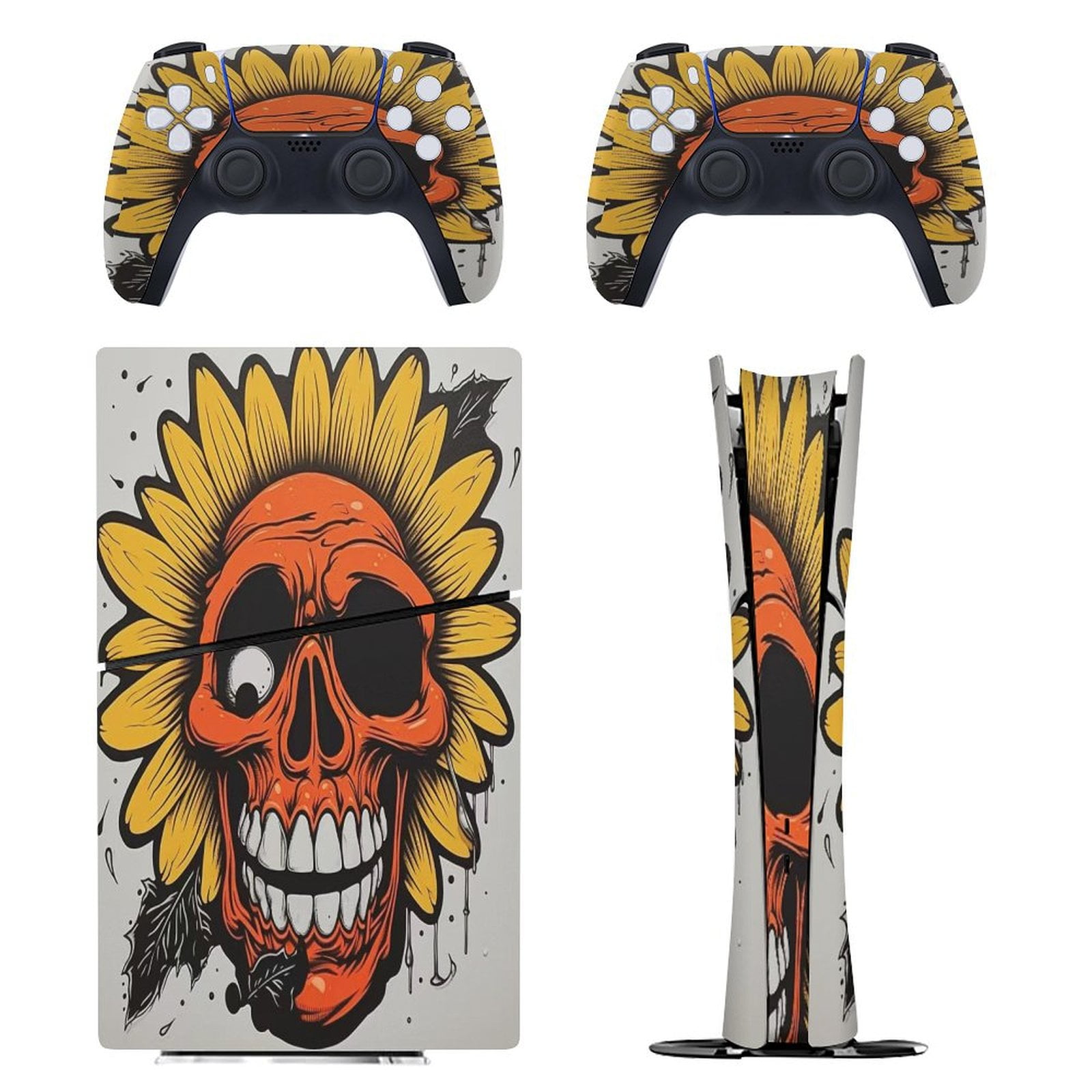 Sunflower Skull (9) PS5/PS5 Slim Digital Disc Skin Sticker For Console ...