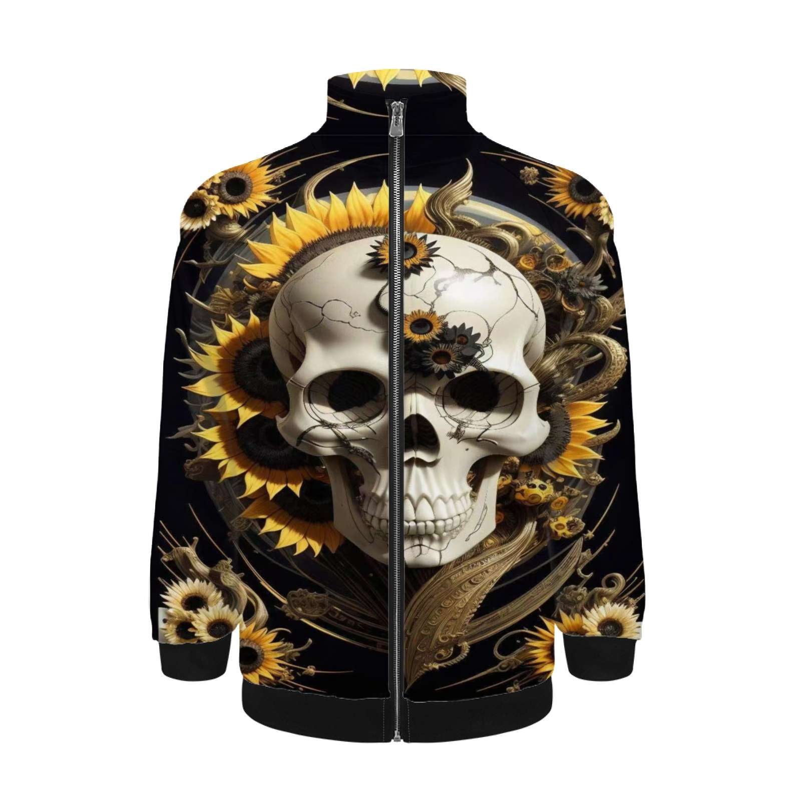 Sunflower Skull Jacket Men's Street Cool Long Sleeves Coat Personality ...