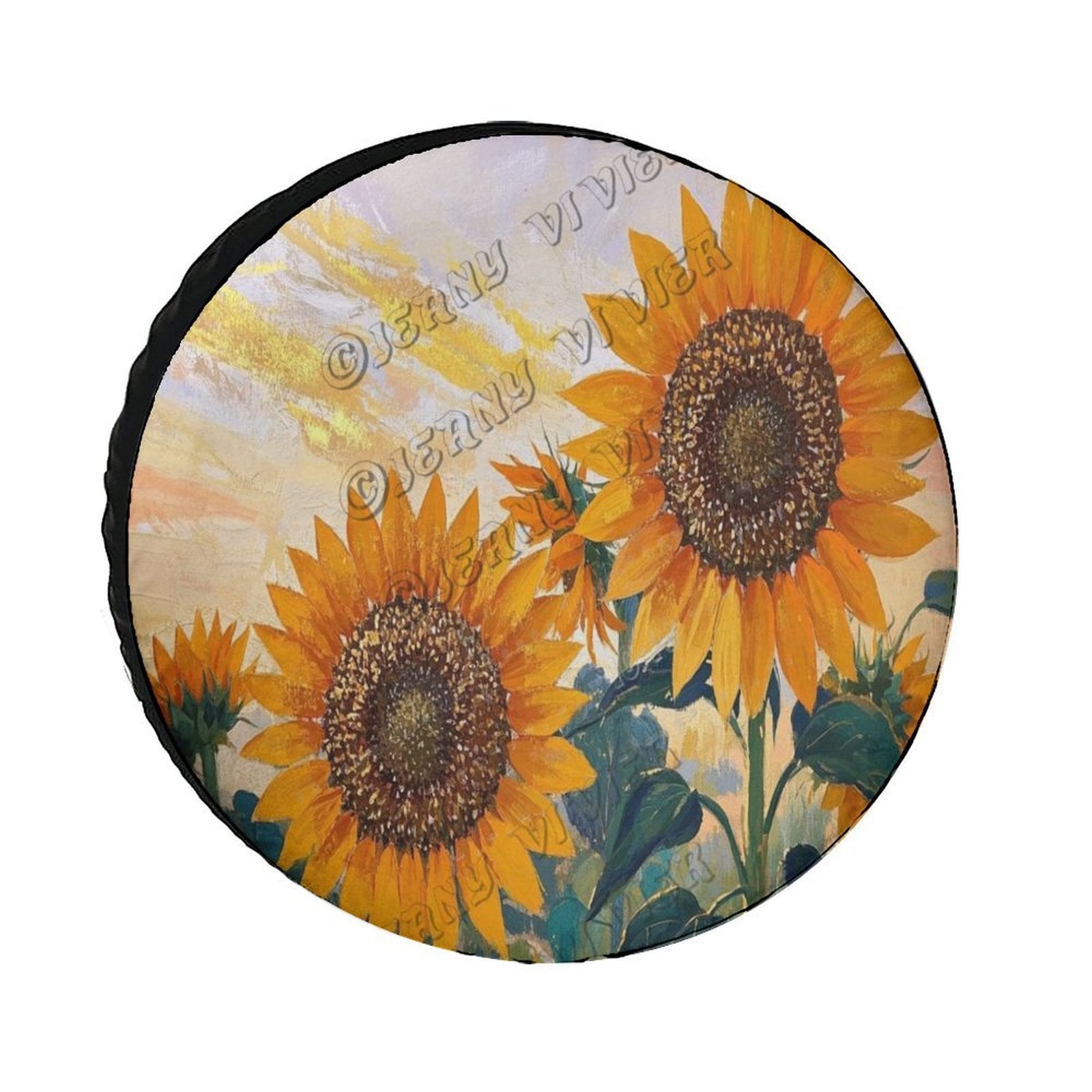 Sunflower Spare Tire Cover Wheel Protectors Foldable Portable Sun Rain ...