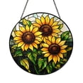 Sunflower Stained Glass Style Window Suncatcher, Bright Floral Garden ...
