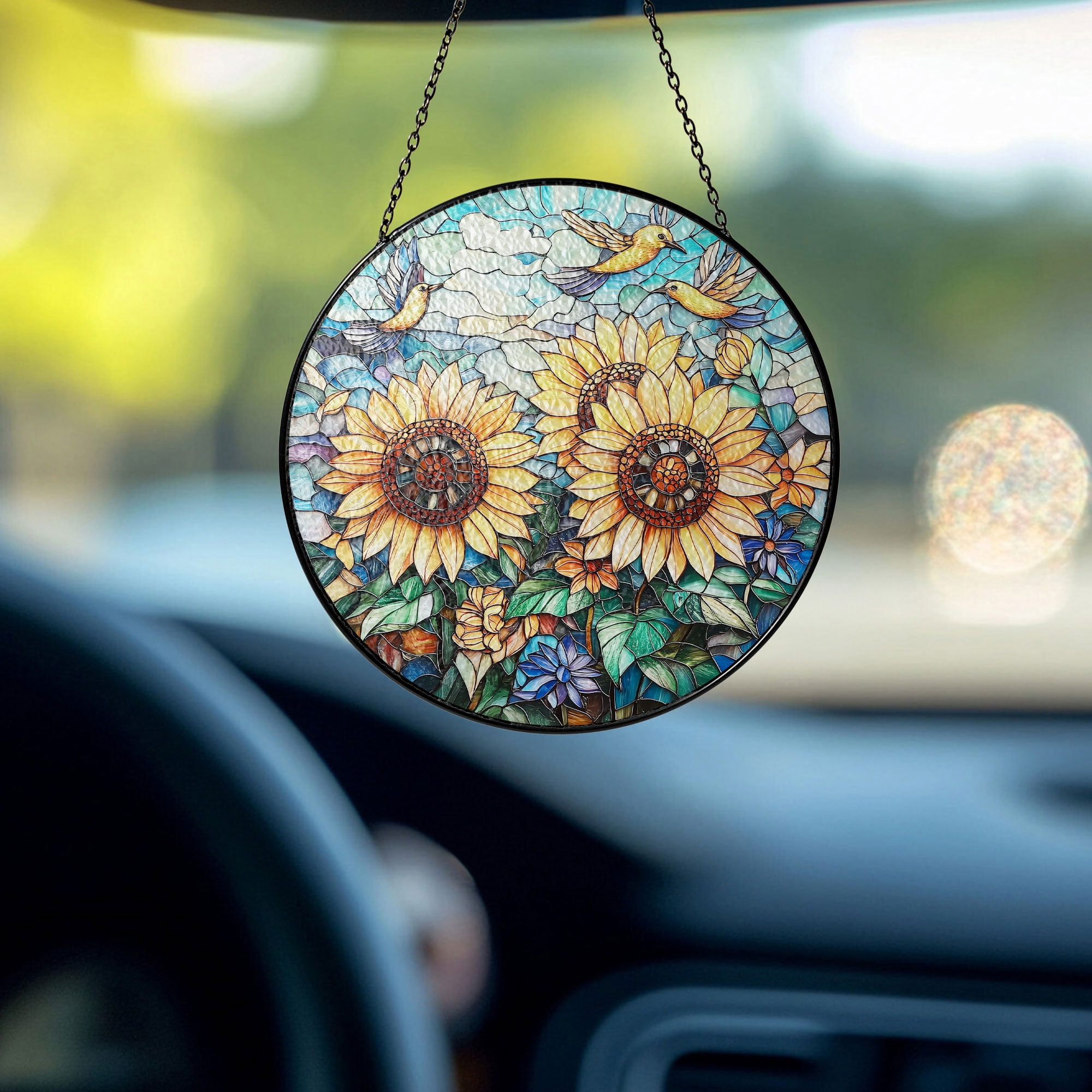 Sunflower Stained Glass Suncatcher - Handcrafted Mosaic Art with ...