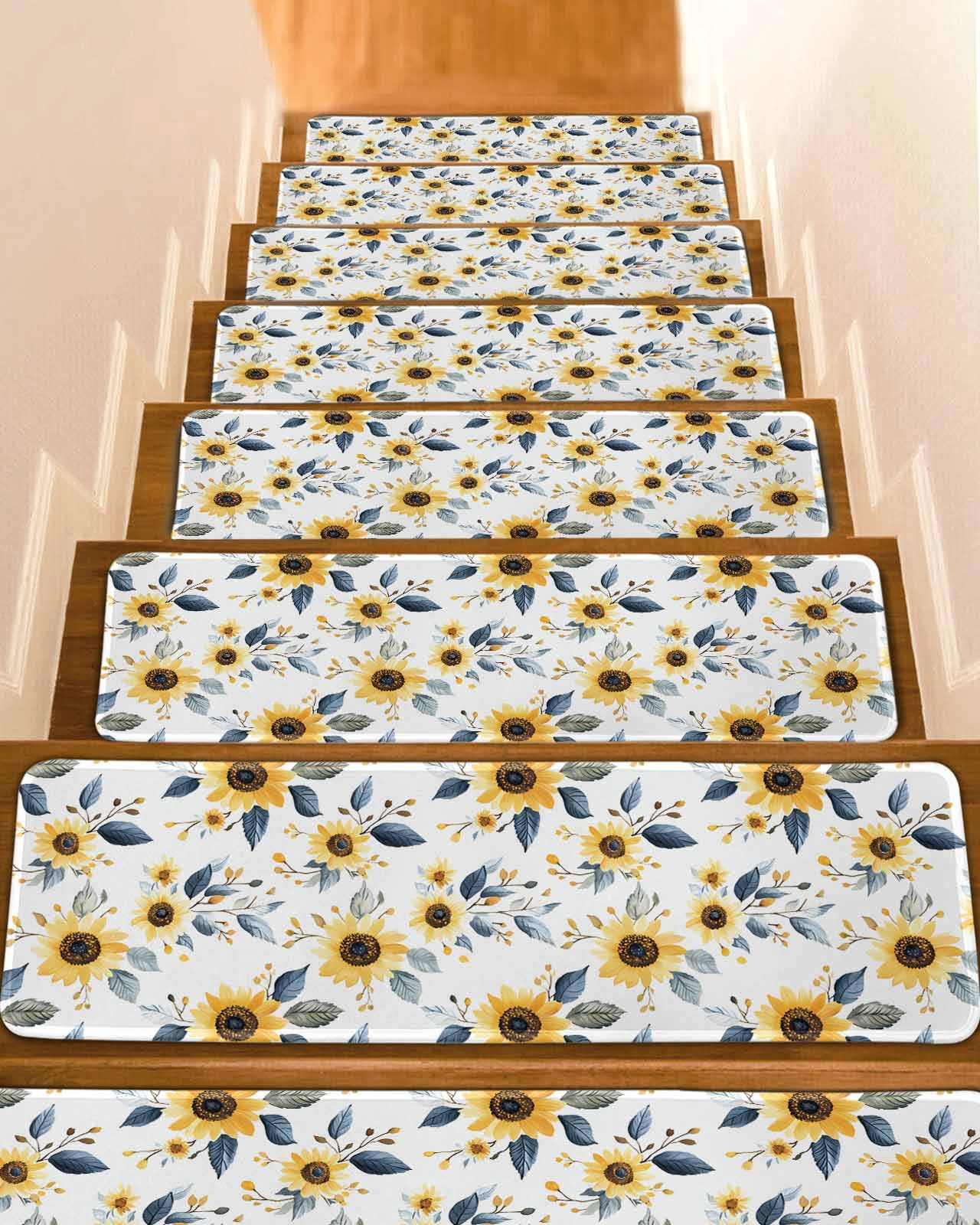 Sunflower Stair Treads for Wooden Steps Indoor Runner Rug Carpet ...