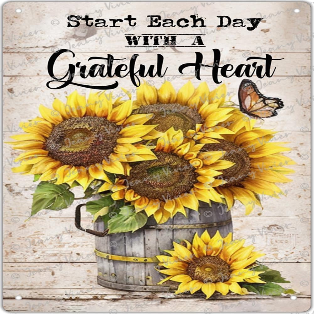Sunflower Start Each Day With A Grateful Heart Inspirational Quote ...