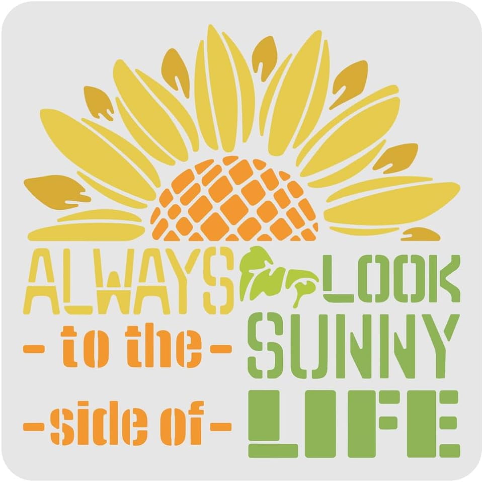 Sunflower Stencil Decoration Template 11.8x11.8 inch Plastic Look Sunny ...
