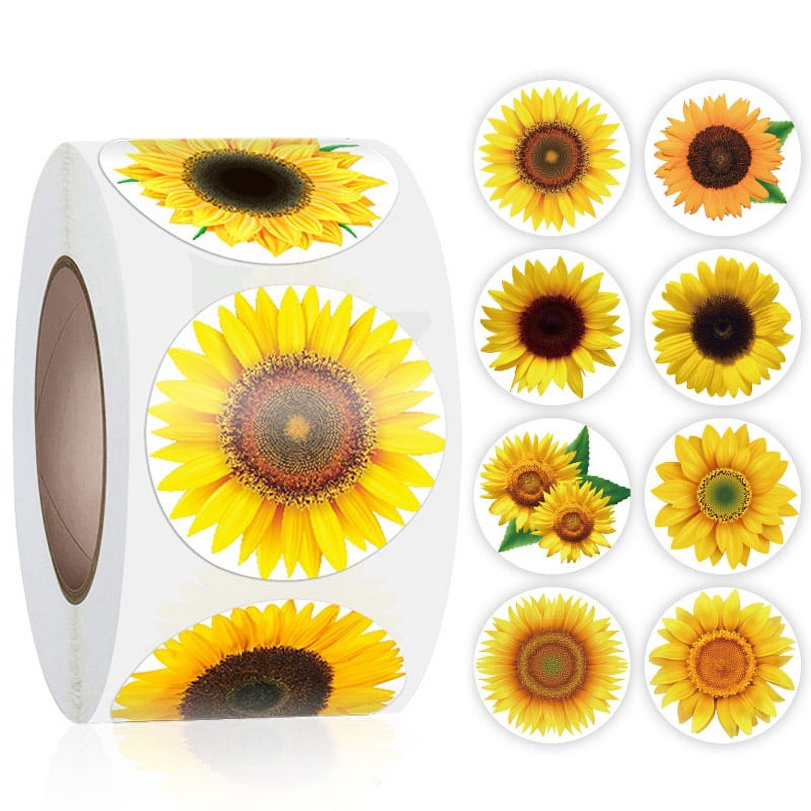 Sunflower Stickers Summer Vibe For Decoration 1 inch Round 100pcs In a ...