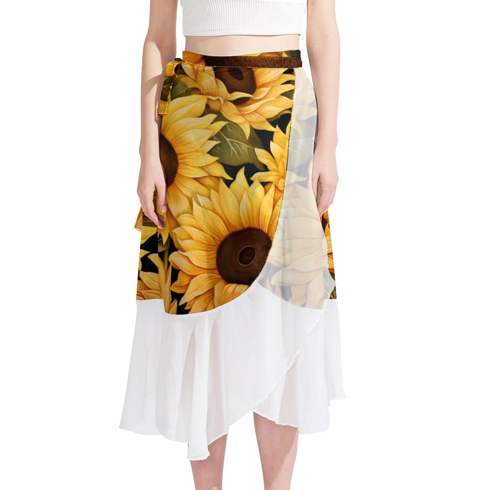 Sunflower Stunning Chiffon Beach Skirt for Women - Beach Skirts for ...