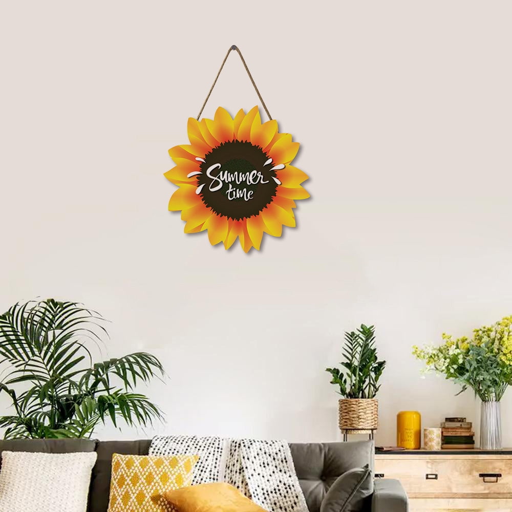 Sunflower Summer Time Wood Door Hanger 12 Inch Large Wooden Flower Sign ...