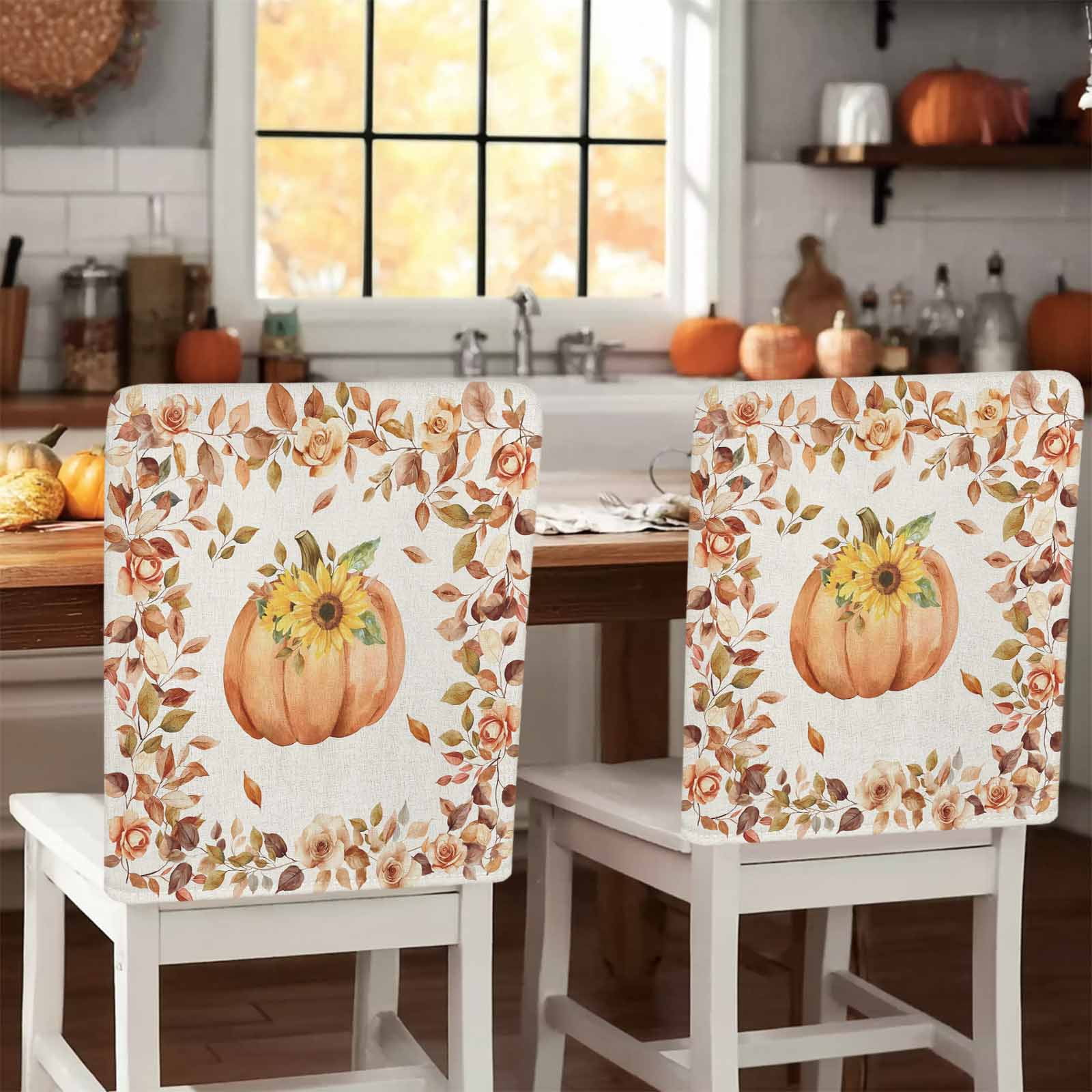 Sunflower Sunflower Chair Covers Set of 6 Eucalyptus Leaf Rose Chair ...