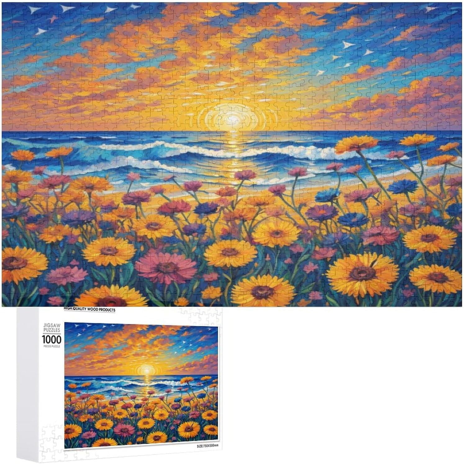 Sunflower Sunset Puzzle 1000 Pieces Jigsaw Puzzles for Adults and ...
