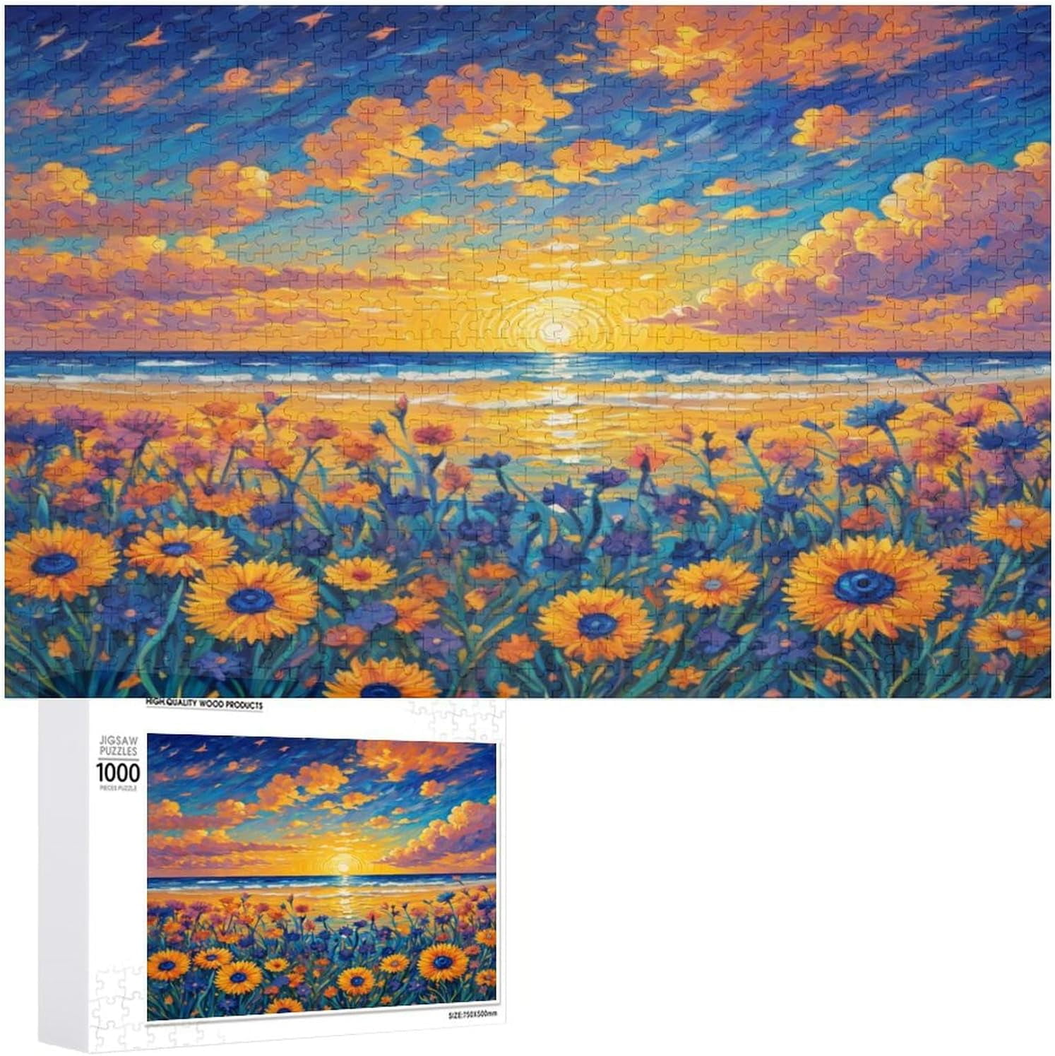 Sunflower Sunset Puzzle 1000 Pieces Jigsaw Puzzles for Adults and ...