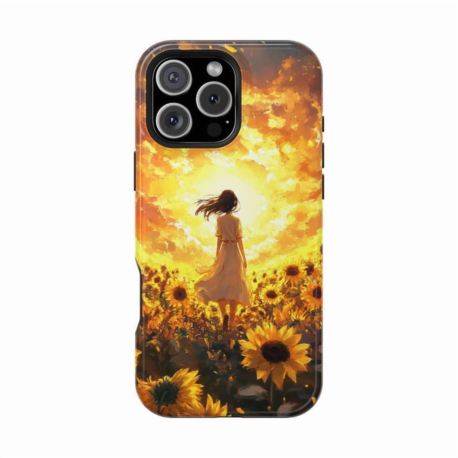Sunflower Sunset iPhone Case Girl Wildflower Scenic Landscape with ...