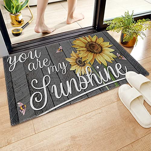 Sunflower Sunshine Welcome Door Mat Floral Front Porch Entryway Summer ...