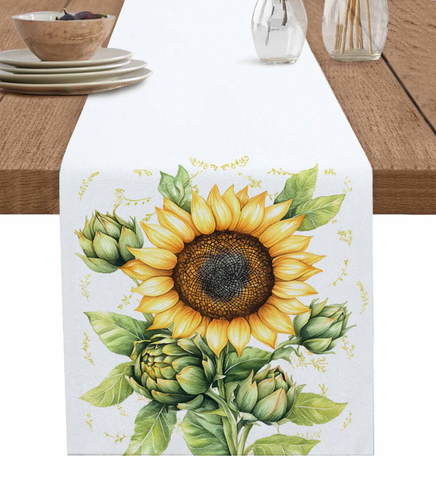 Sunflower Table Runner 72 Inches, Vintage Summer Plant Flower Vintage ...