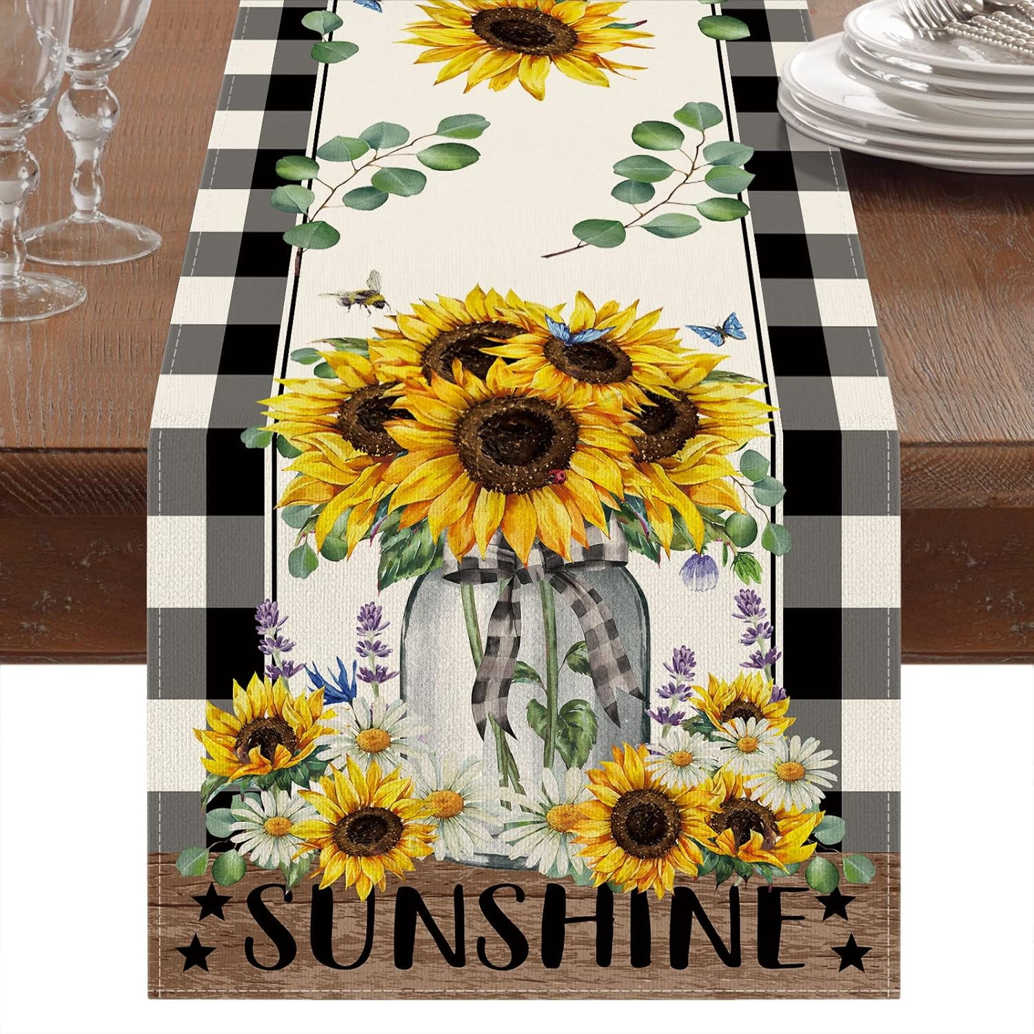 Sunflower Table Runner, Floral Table Runner, Kitchen Dining Table Decor ...