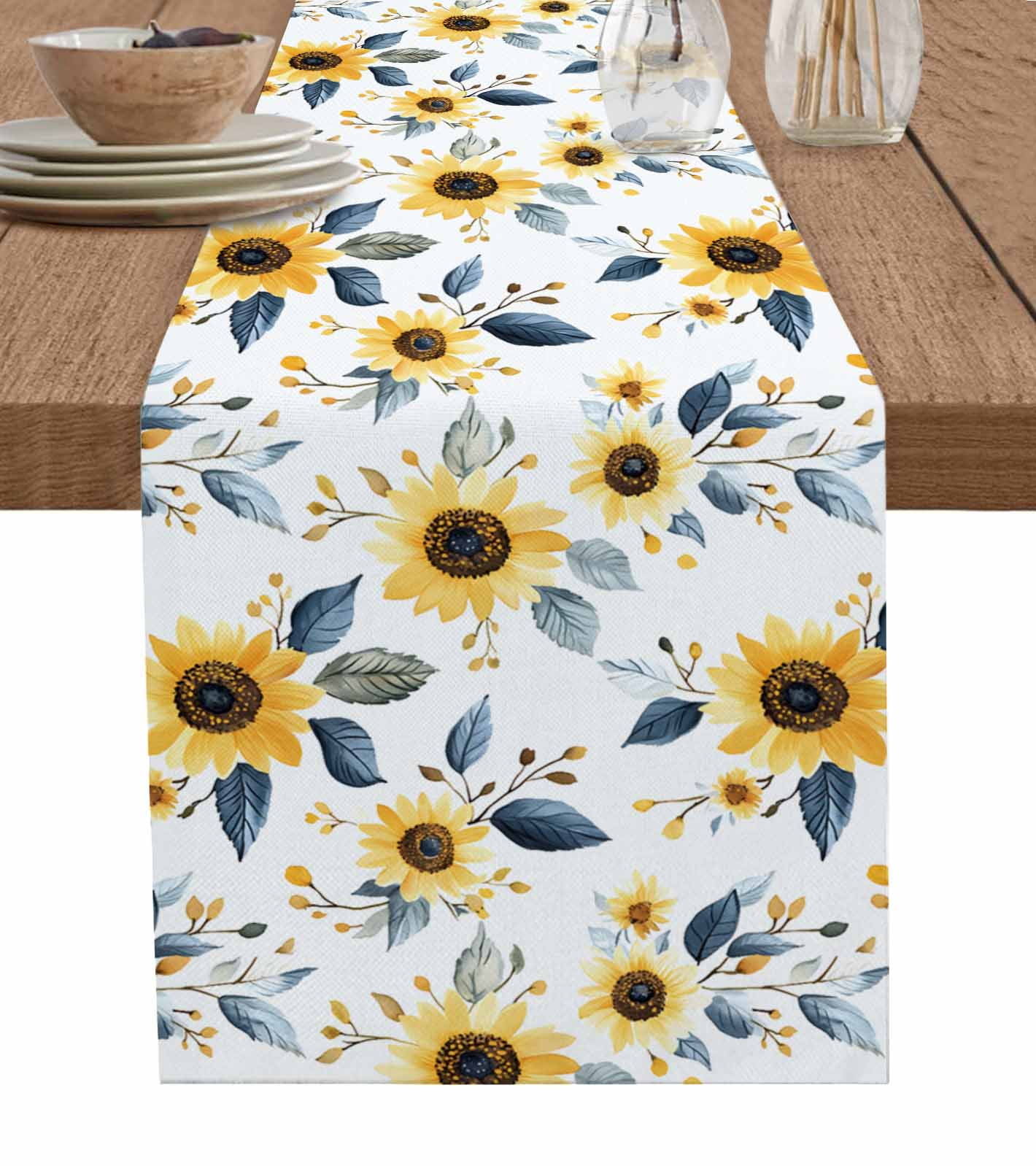 Sunflower Table Runner Spring Floral Vintage Summer Botanical ...