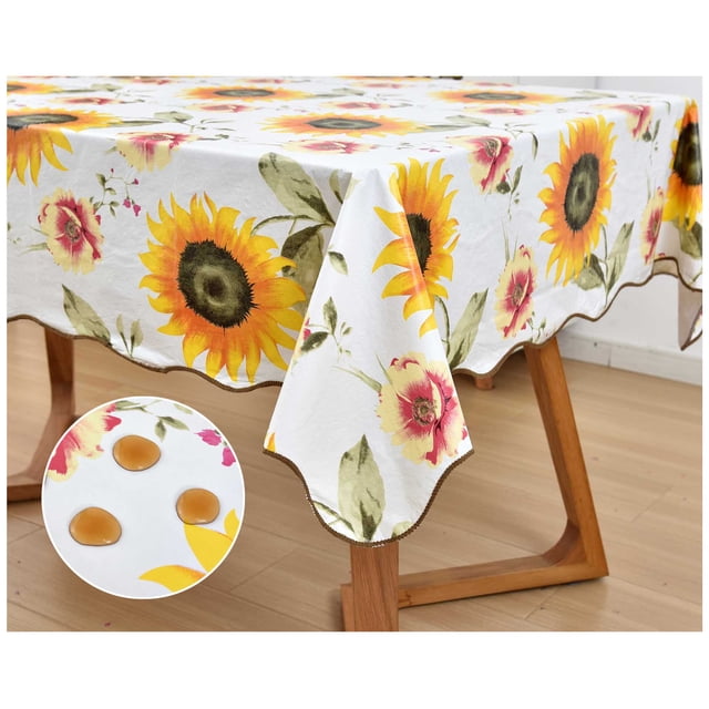 "Sunflower Kitchen Table Cloth, Rectangular Vinyl Indoor Outdoor ...