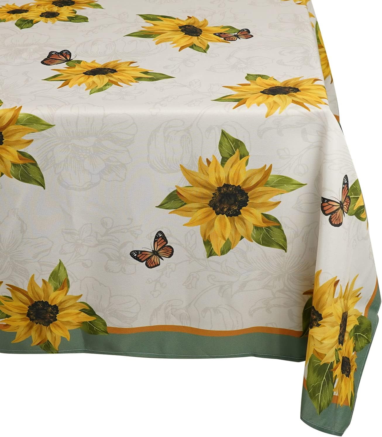 Sunflower Tablecloth Rectangle 60 x 84, Vintage Floral Tablecloth Table ...