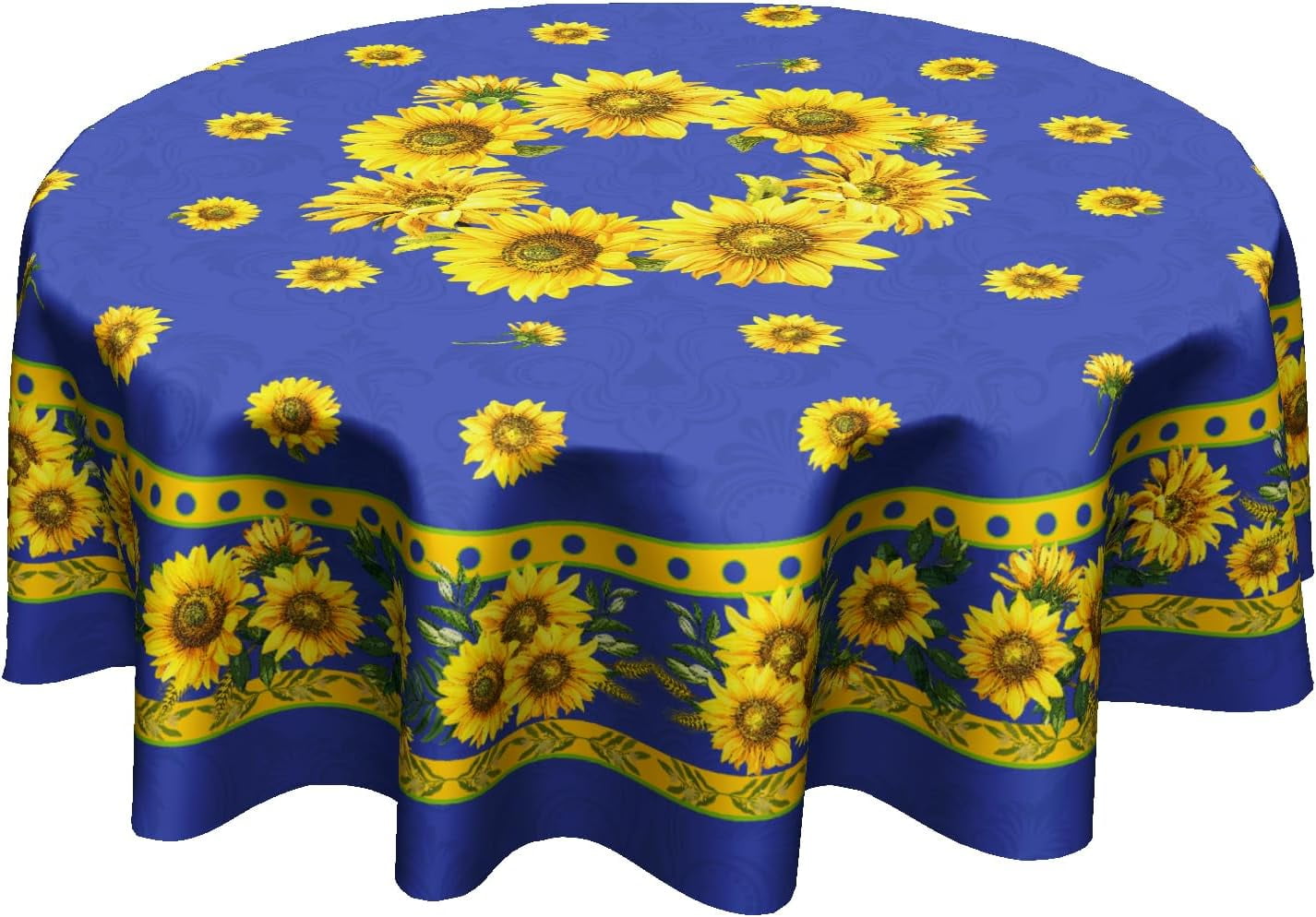 Sunflower Tablecloth Round 60 Inch - Retro Flower Table Cloth Blossom ...