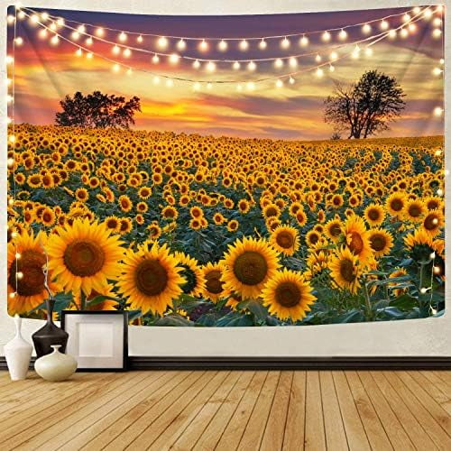 Sunflower Tapestry Wall Hanging Sunset Sunflowers Field Tapestry Golden