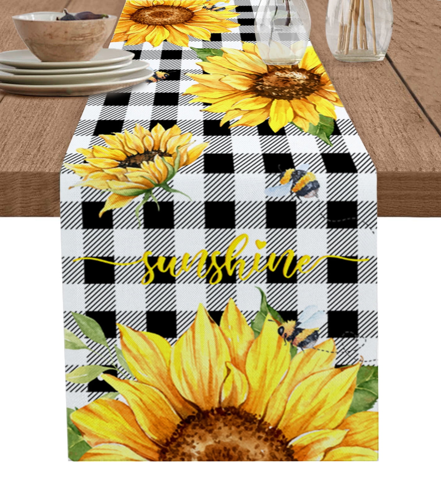 Sunflower Texture White Retro Table Runner ration Home r Dinner Table ...