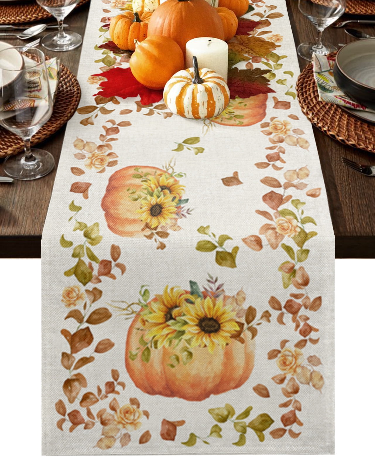 Sunflower Texture White Retro Table Runner ration Home r Dinner Table ...