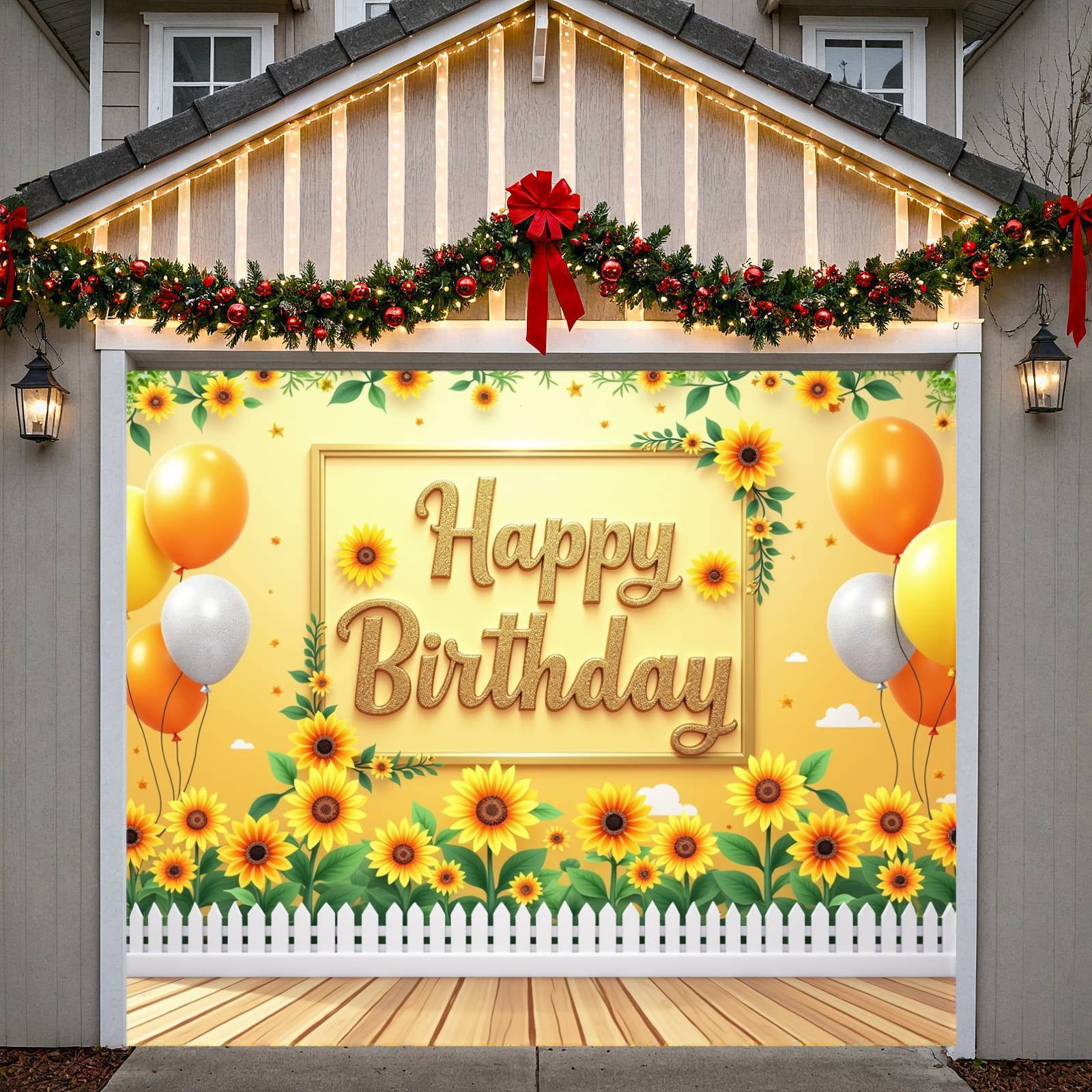 Sunflower Theme Banner Yellow Background Birthday Display Golden ...