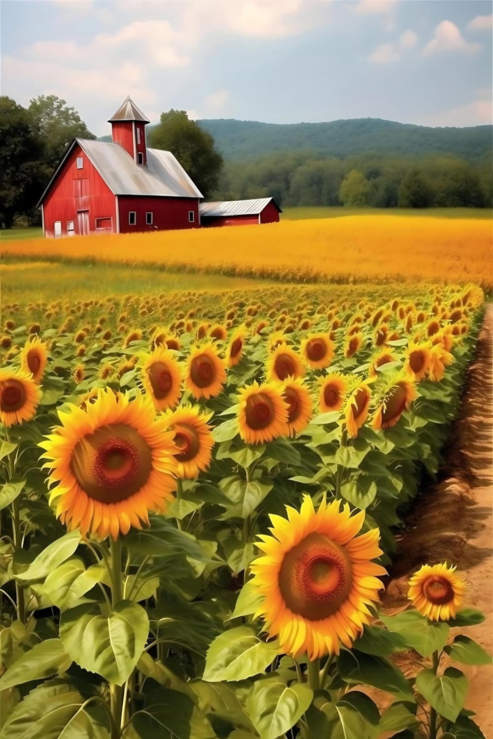 Sunflower Theme Poster - Sunflowers Farm Field - Watercolor overlay ...