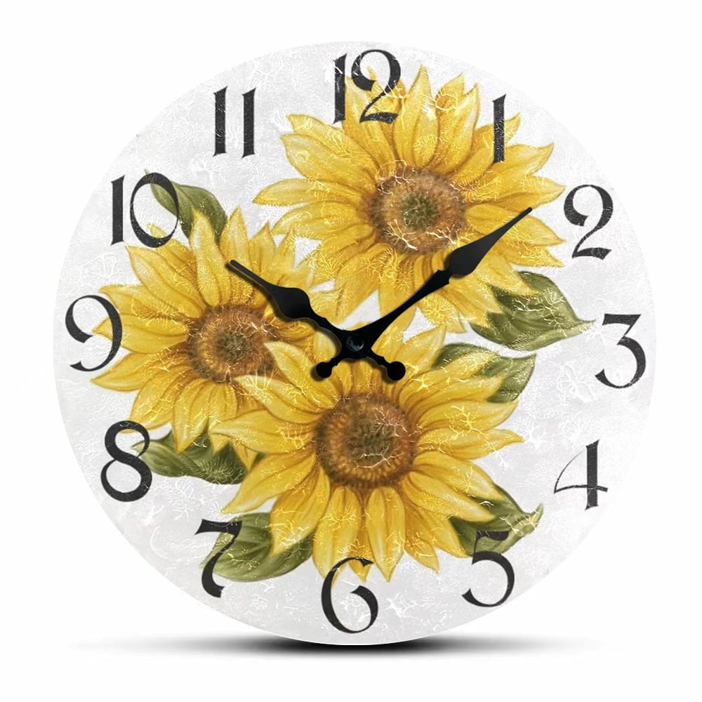 Sunflower Theme Wall Clock Cross-Border Hot Selling Creative Wooden ...