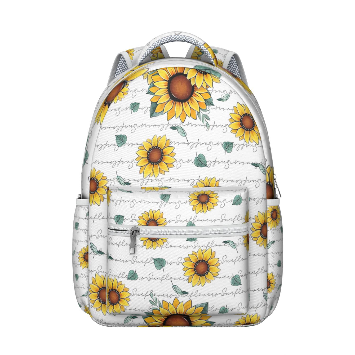 "Sunflower Themed Backpack - Wildflower Floral Print School Bag ...