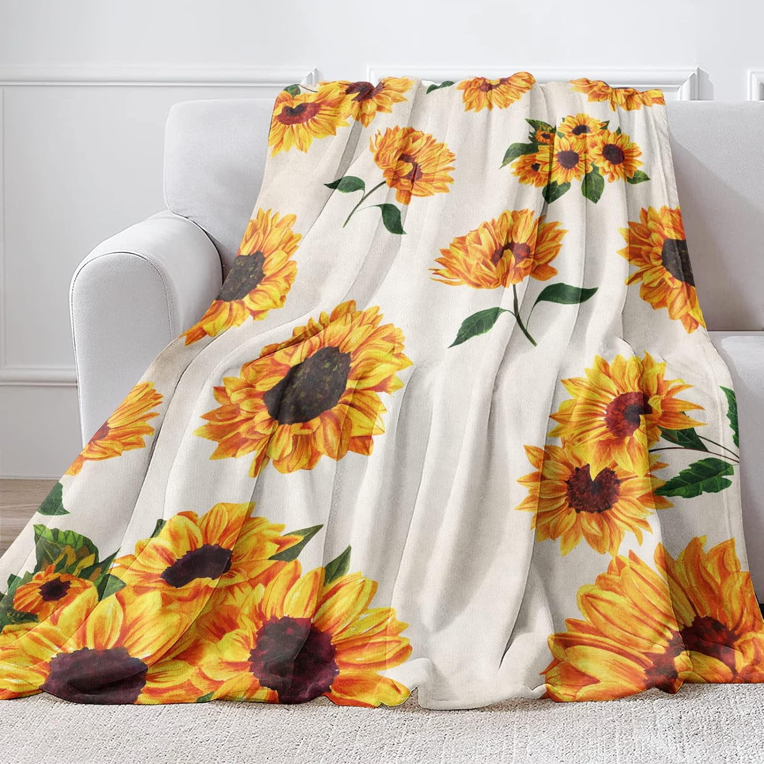 Sunflower Throw Blanket,Soft Lightweight Sunflower Flannel Fleece ...